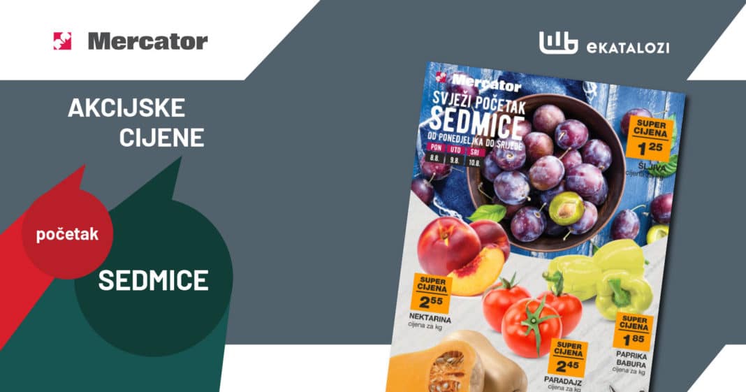 MERCATOR Akcija početak sedmice AVGUST 2022 uz nove cijene do 10.8.2022.